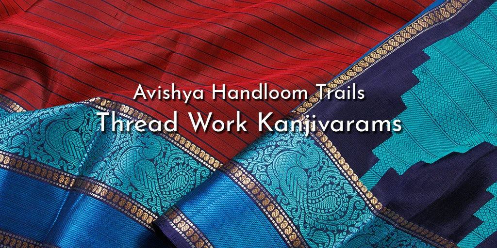 Sophisticated Style in Artful Threads: Handloom Thread Work Kanjivaram ...
