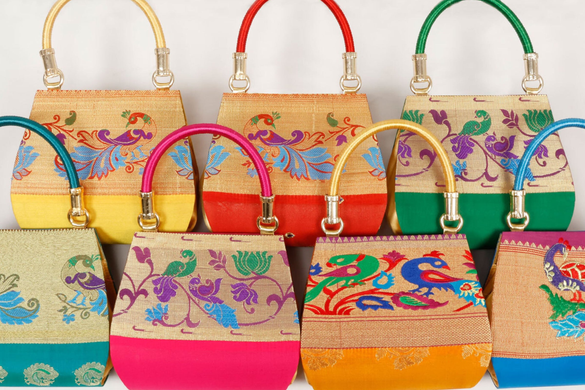 Buy Handcrafted Potli Bags Online | Handmade Paithani Potlis – Avishya.com