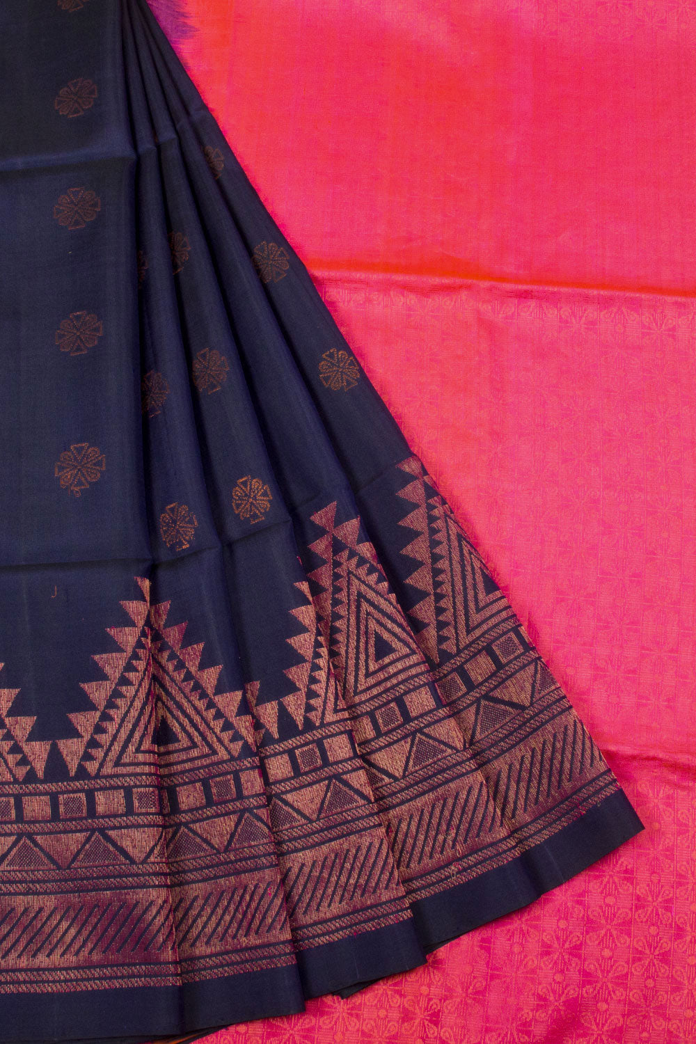 Navy Blue Handloom Kanjivaram Soft Silk Saree 10063299 – Avishya.com
