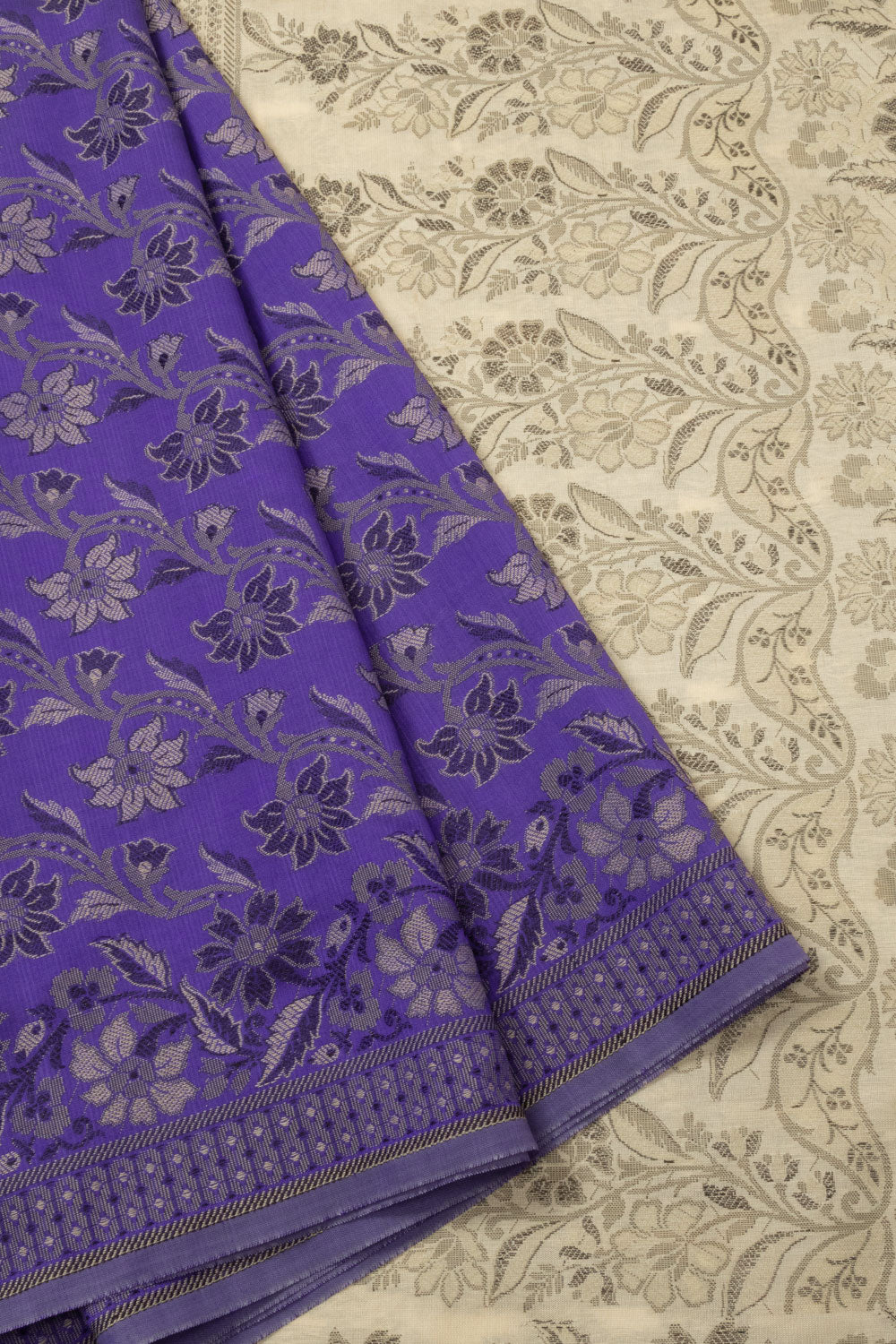 Violet Handloom Himroo Silk Cotton Saree | Avishya.com