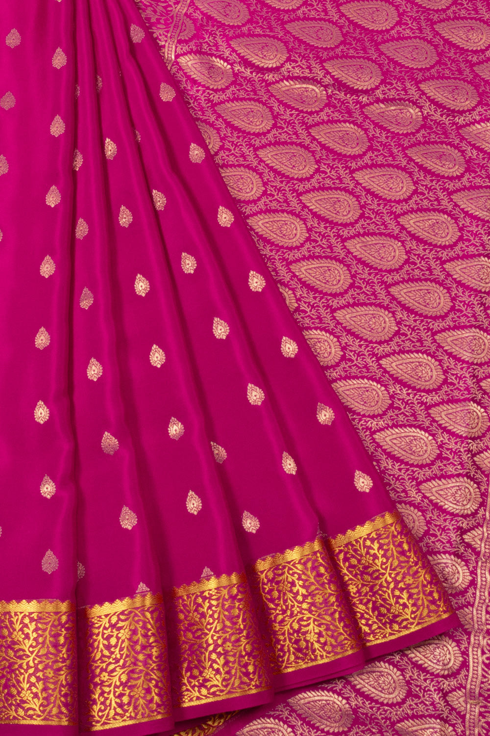 Rani Pink Mysore Crepe Silk Saree | Avishya.com