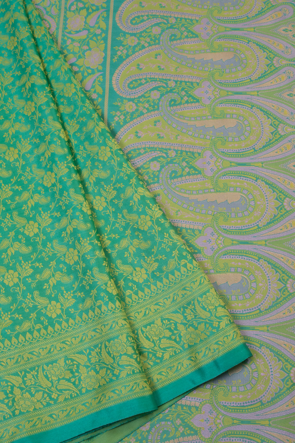 Emerald Green Handloom Himroo Silk Saree 10068028 – Avishya.com