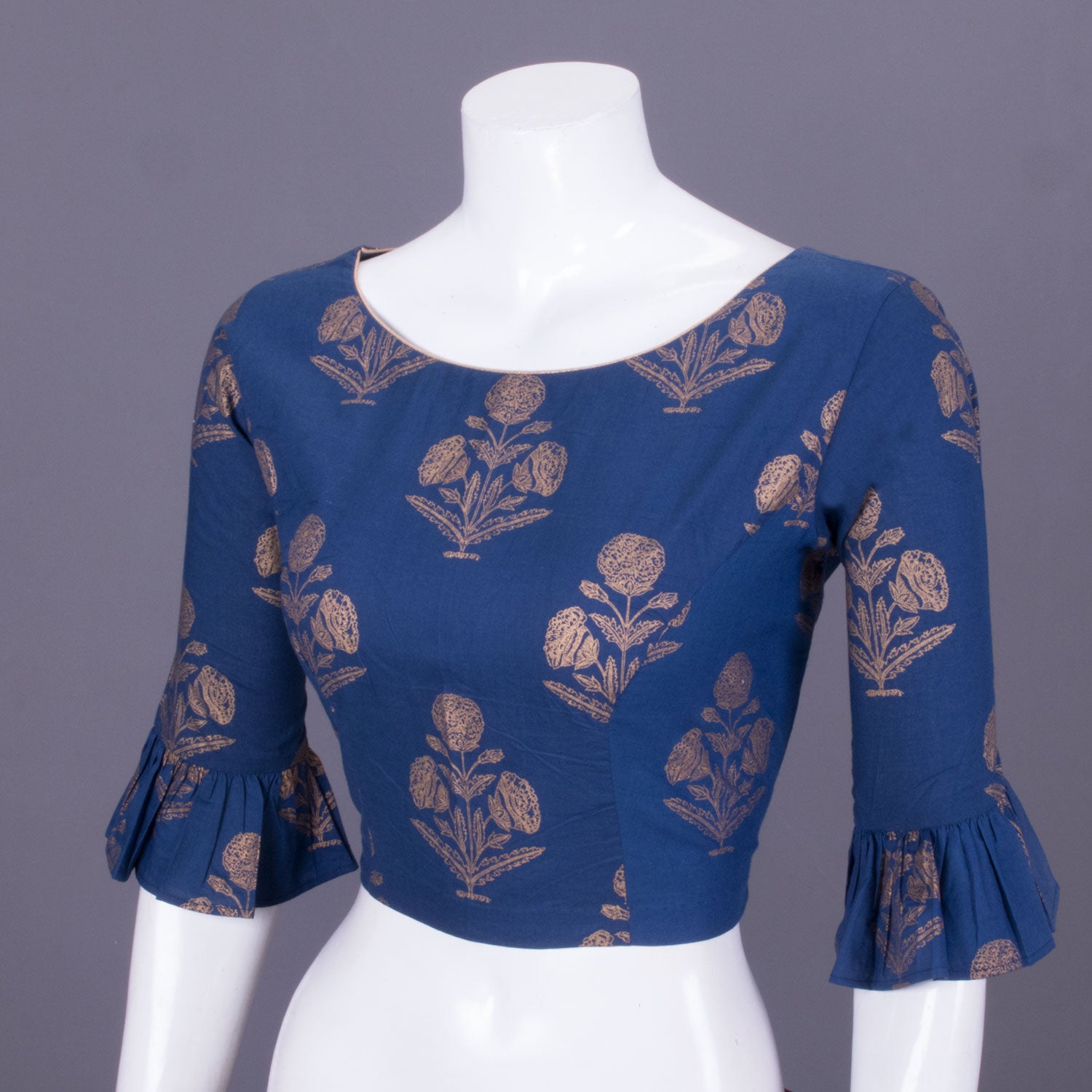 Blue Khari Printed Cotton Blouse 10069780 – Avishya.com