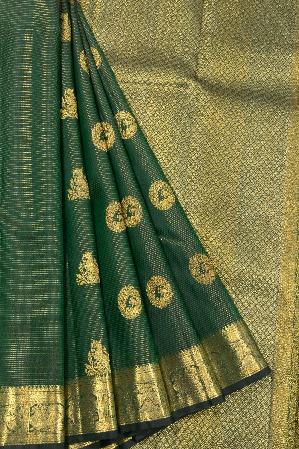 Green Handloom Vaira Oosi Bridal Kanjivaram Silk Saree 10070643 ...