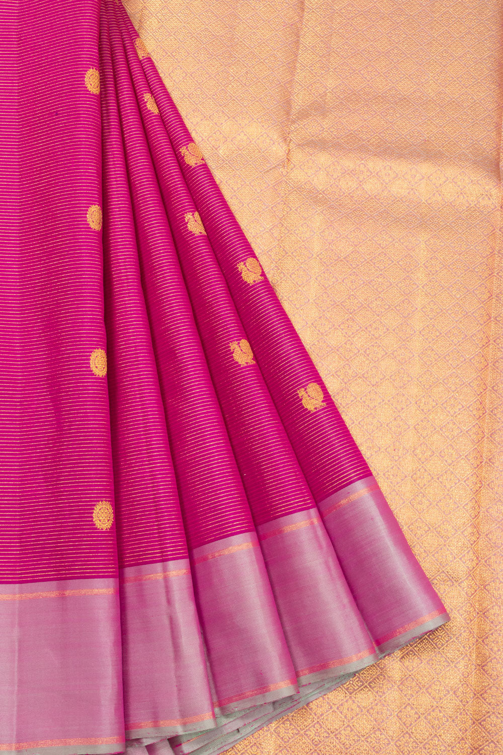 Pink Handloom Vaira Oosi Kanjivaram Silk Saree 10070663 – Avishya.com