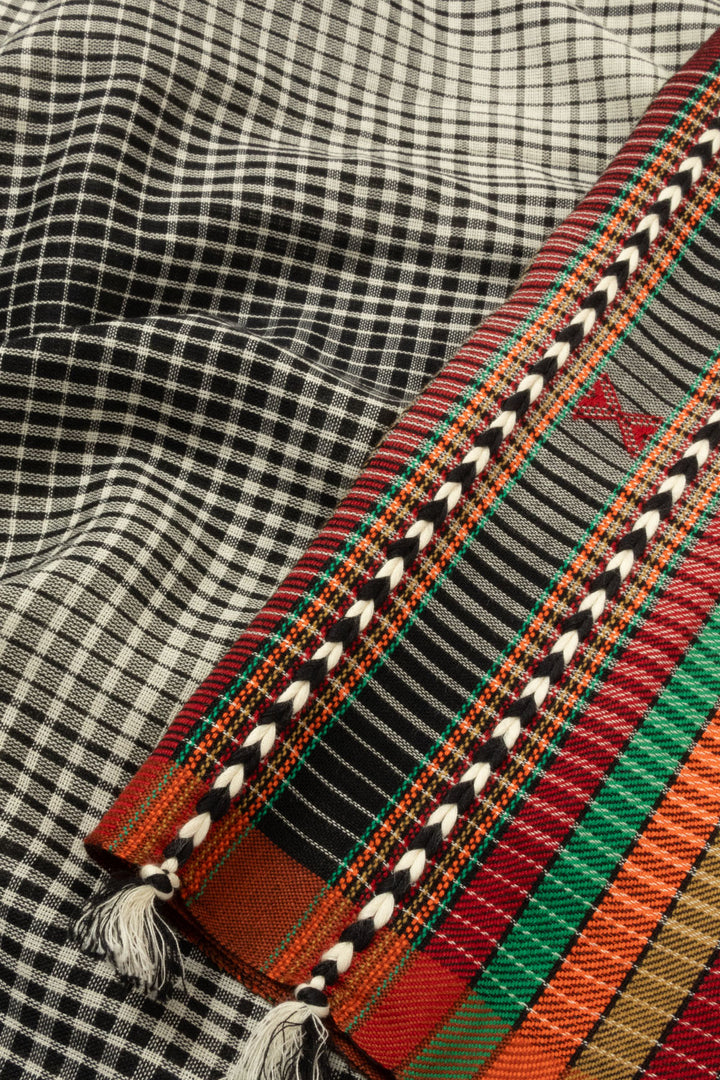 Multi Colour Handloom Bhujodi Kala Cotton Saree | Avishya.com