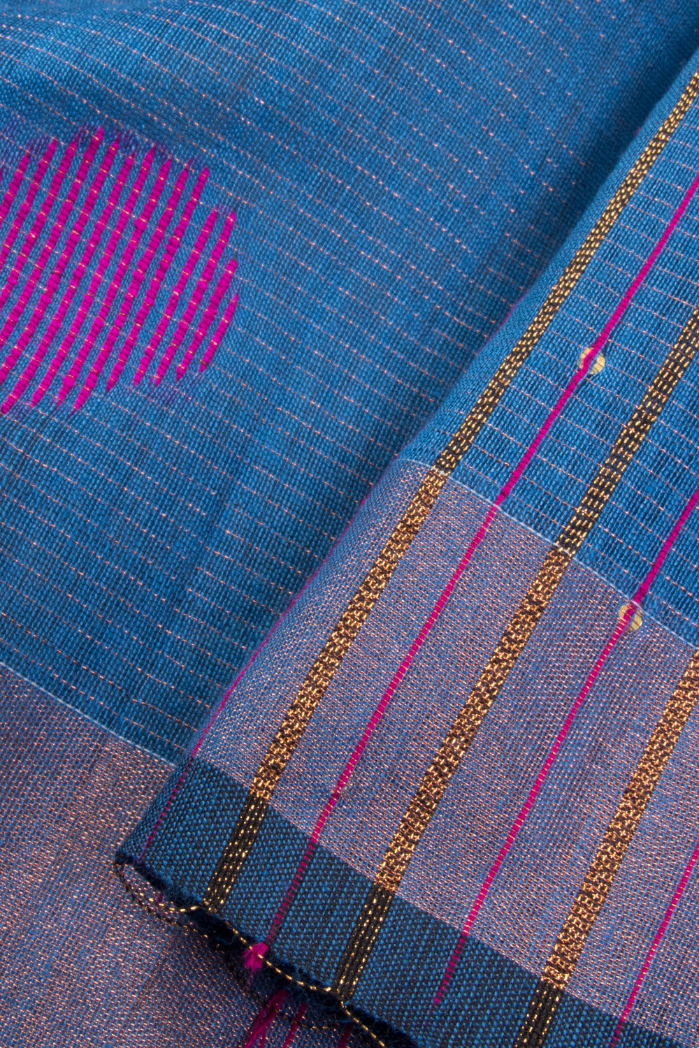 Cobalt Blue Bengal Phulia Silk Cotton Saree With sequin Pallu 10070192 ...