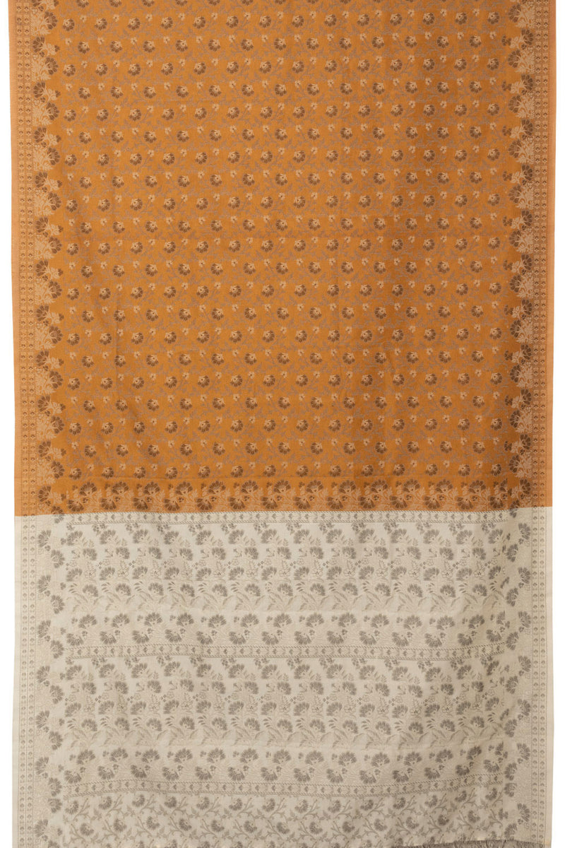 Yellow Handloom Himroo Silk Cotton Saree | Avishya.com