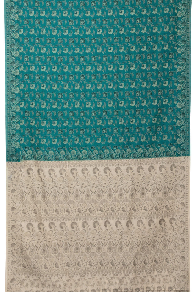 Blue Handloom Himroo Silk Cotton Saree | Avishya.com