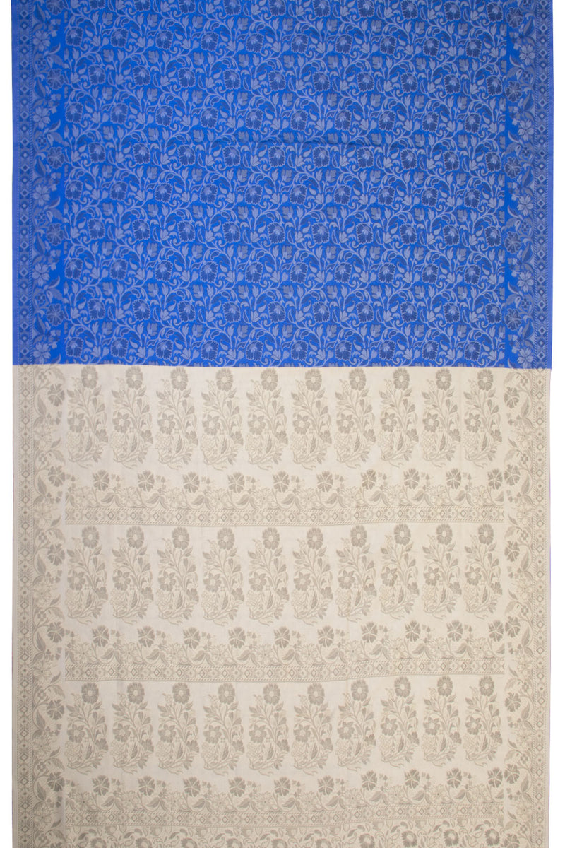Blue Handloom Himroo Silk Cotton Saree | Avishya.com