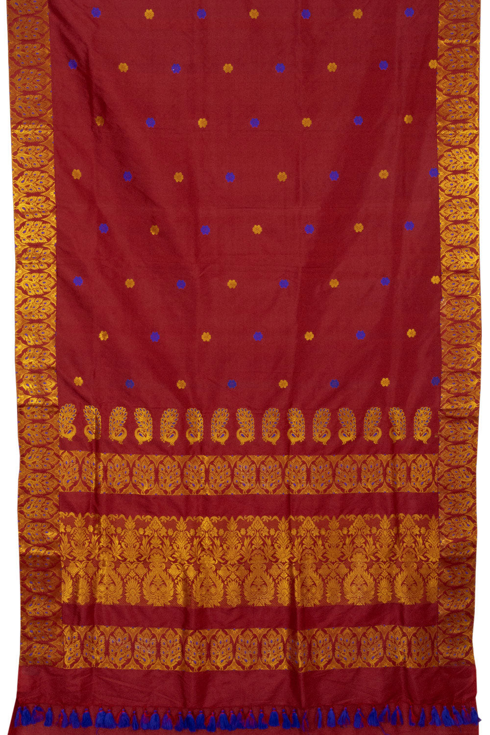 Deep Maroon Handloom Assam Silk Saree | Avishya.com