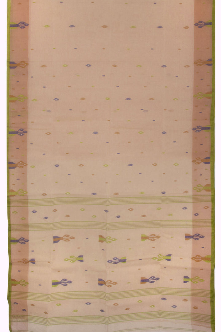 Beige Handwoven Bengal Tant Cotton Saree | Avishya.com