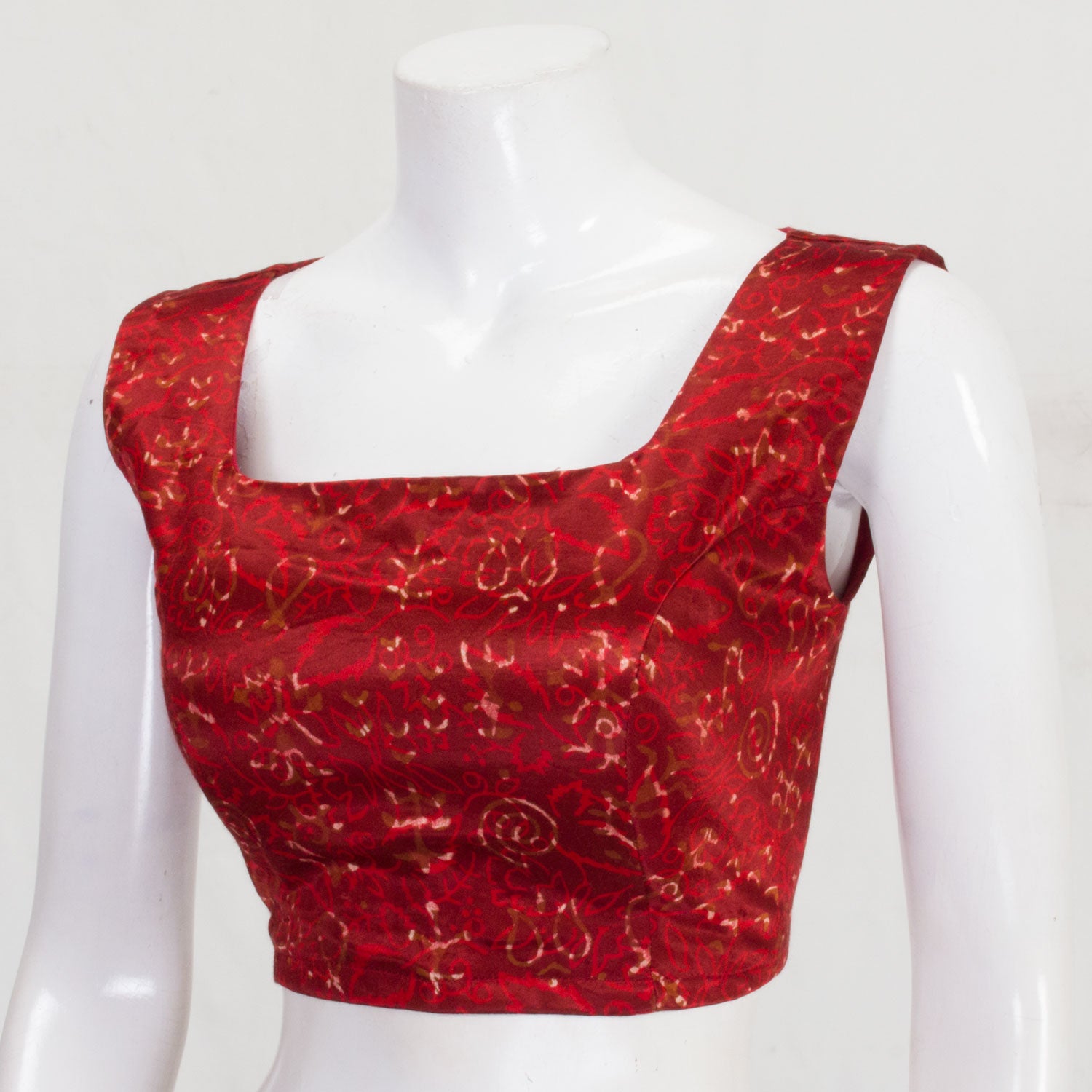 Red Handcrafted Modal Silk Blouse | Avishya.com