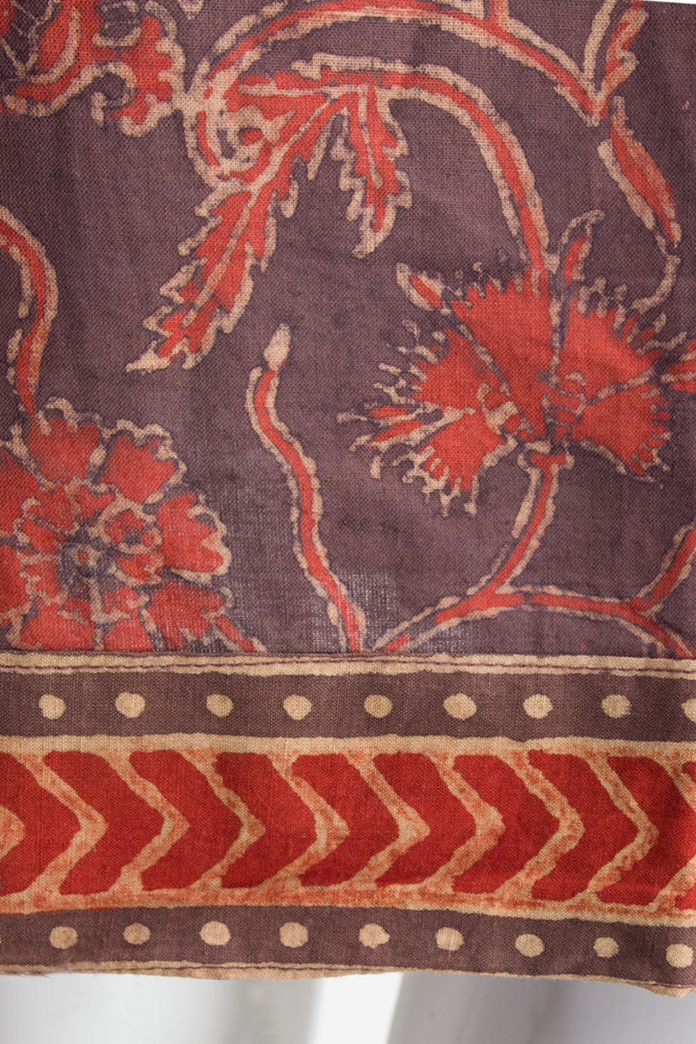 Brown Handcrafted Dabu Printed Cotton Dress | Avishya.com